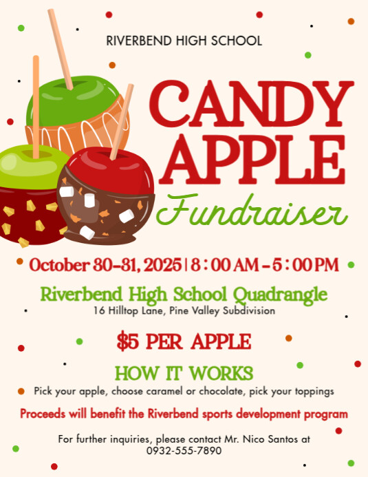 White Joyful Candy Apple Fundraiser Flyer (us Letter) Template ...