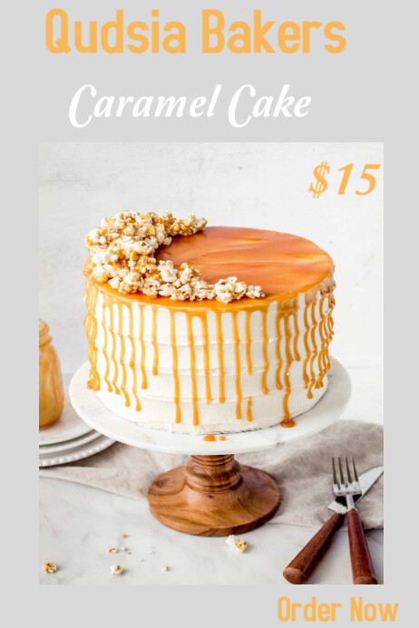 White Joyful Caramel Cake Poster Template | PosterMyWall