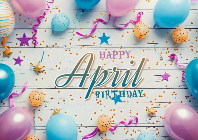 Plantilla de White Joyful Celebrating April Birthdays A4 | PosterMyWall