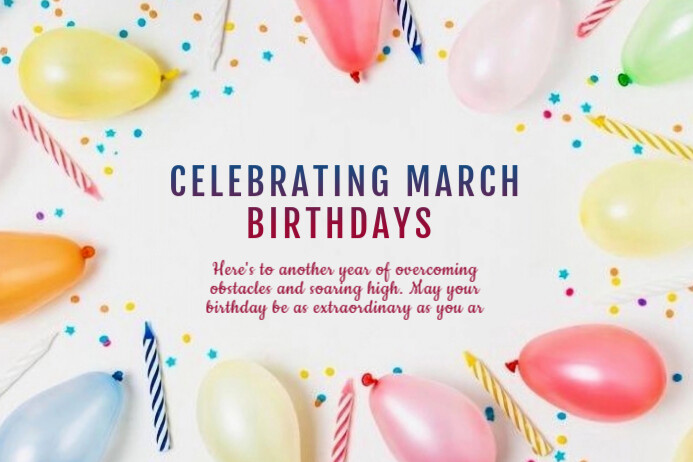 Copy of White Joyful Celebrating March Birthdays Banner 4' × 6 ...