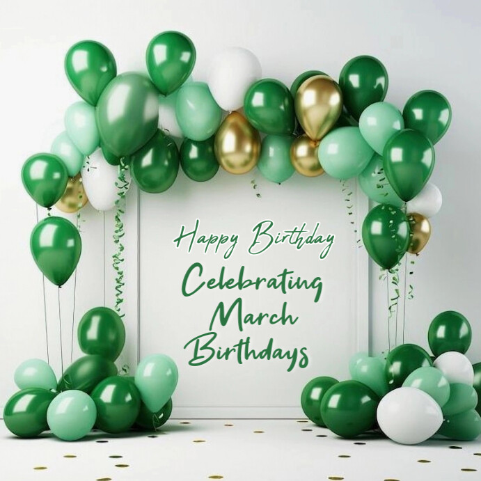 White Joyful Celebrating March Birthdays Instagram Post Template ...