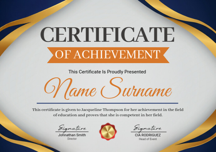 White Joyful Certificate Of Achievement A4 Template | PosterMyWall