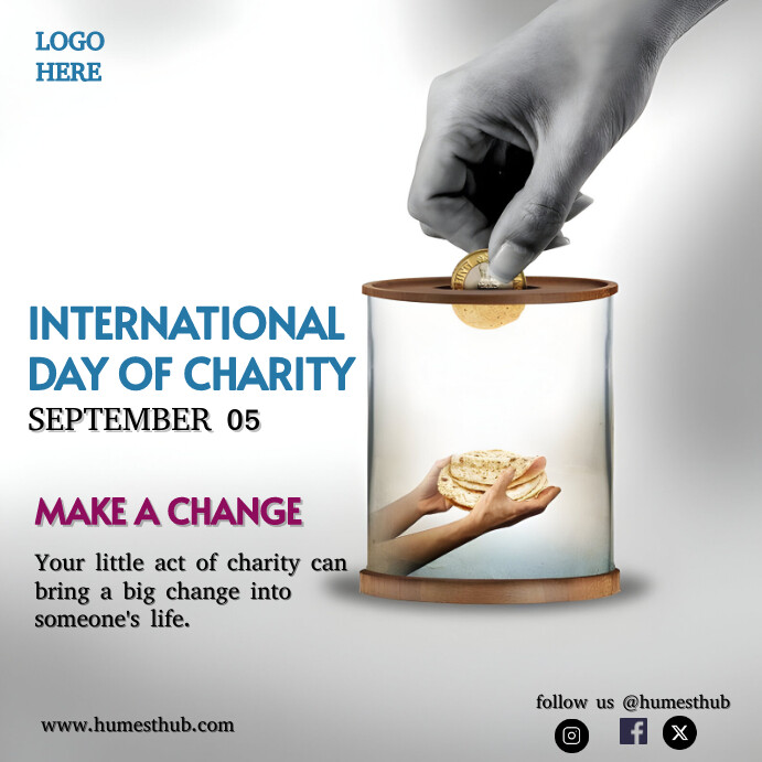 White Joyful Charity Day Design Instagram Po Template | PosterMyWall