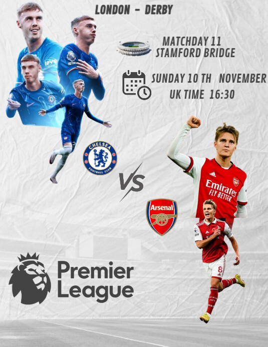 Copy of White Joyful Chelsea Vs Arsenal Match Flyer (us Letter ...