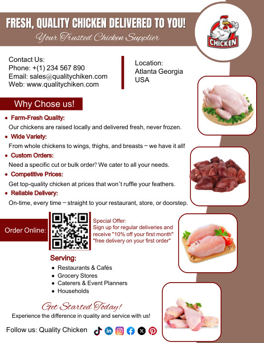 White Joyful Chicken Meet Business Ad Flyer ( Template | PosterMyWall