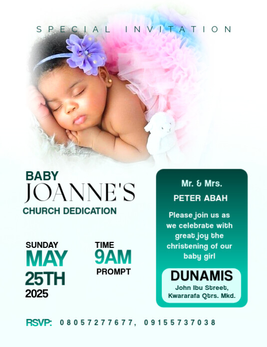 Plantilla de White Joyful Child Dedication Child Christening Flyer (us ...