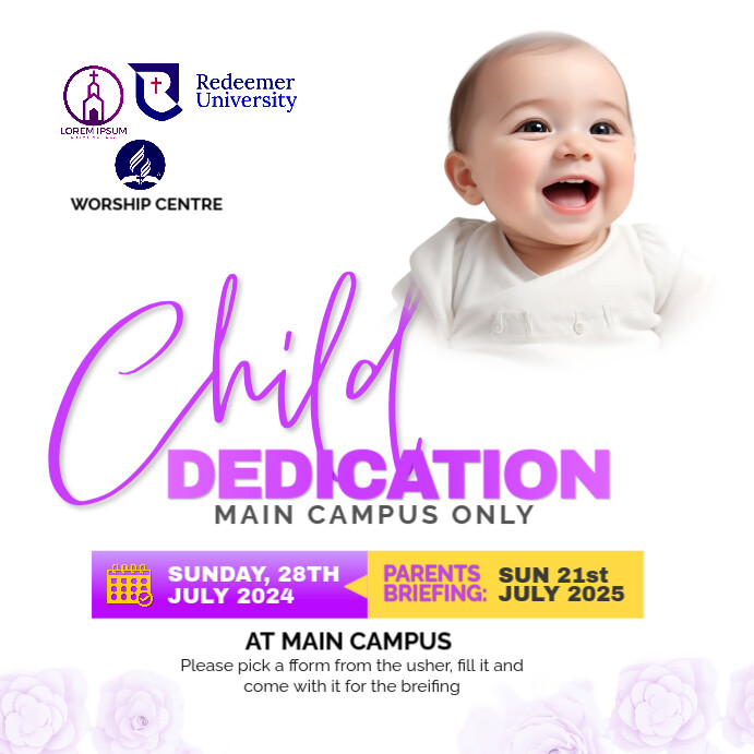 White Joyful Child Dedication Flyer Template Instagram Post | PosterMyWall