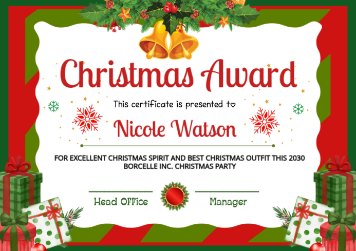 Modèle White Joyful Christmas Award Certificate A4 | PosterMyWall