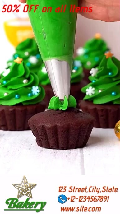 Copy of White Joyful Christmas Bakery Cake & Cupcake Advertisement ...