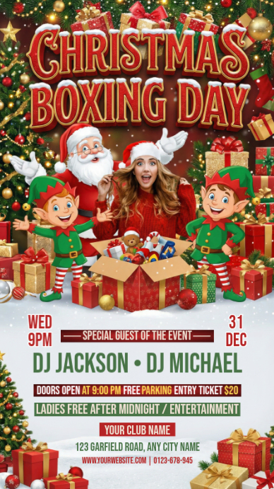 White Joyful Christmas Boxing Day Instagram Story Template | PosterMyWall