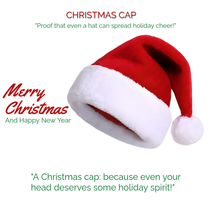 White Joyful Christmas Cap 3d Instagram Post Template | PosterMyWall