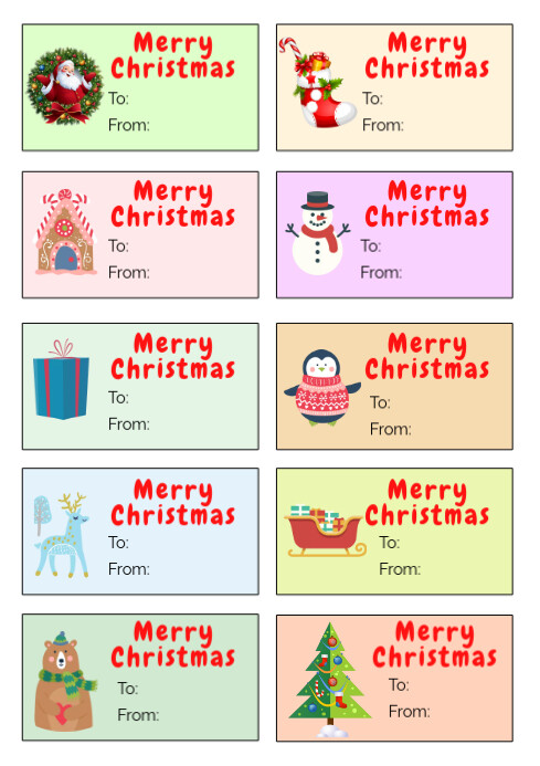 White Joyful Christmas Cards From To Tags A4 Template | PosterMyWall