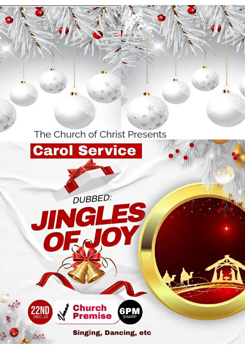 Copy of White Joyful Christmas Carol Invitation A5 | PosterMyWall