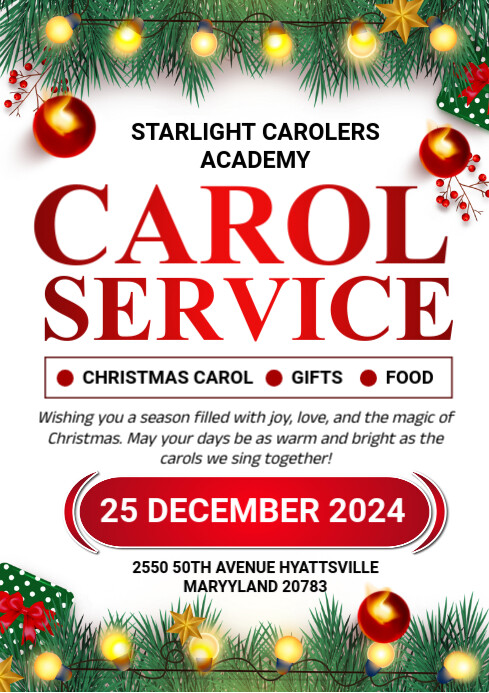 Copy of White Joyful christmas Carol Services A4 | PosterMyWall