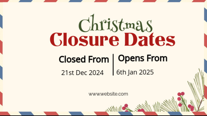 Copy of White Joyful Christmas Closure Dates Digital Display (16:9 ...