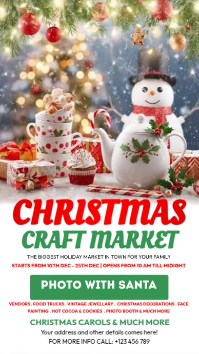 White Joyful Christmas Craft Market A4 Template | PosterMyWall