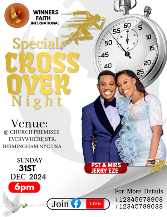 White Joyful Christmas Crossing Over New Year Template Design Flyer (us ...