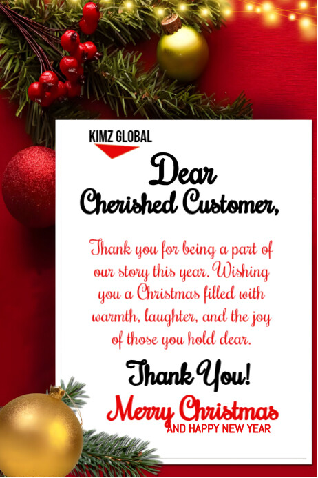 White Joyful Christmas Customer Appreciation Card Poster Template ...