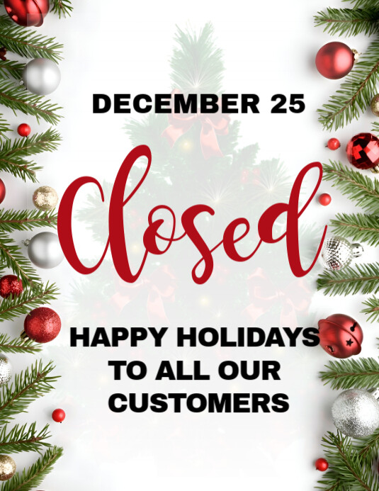White Joyful Christmas Day Shop Closed Notice Template Flyer (us Letter ...