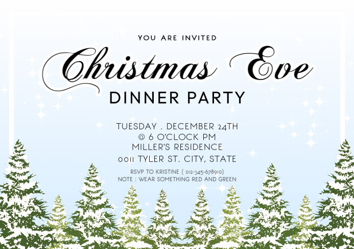 White Joyful Christmas Dinner Party A4 Template | PosterMyWall
