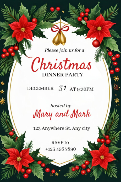 Copy of White Joyful Christmas Dinner Party Poster | PosterMyWall