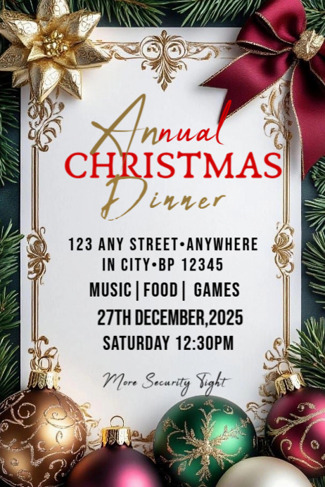 White Joyful Christmas Dinner Poster Template | PosterMyWall