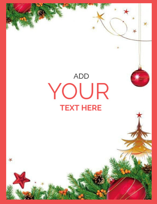 White Joyful Christmas Frame Card Design Flyer (us Letter) Template ...