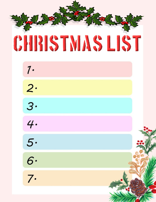 White Joyful Christmas List Flyer (us Letter) Template | PosterMyWall