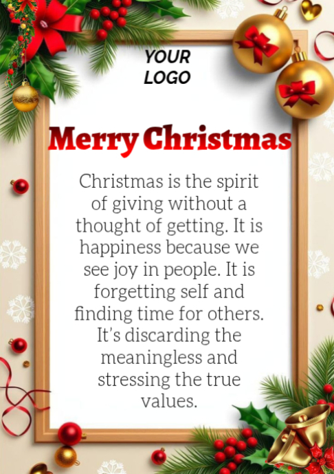 White Joyful Christmas Message Template A2 | PosterMyWall