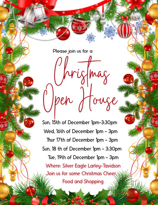 White Joyful Christmas Open House Flyer (us Letter) Template | PosterMyWall