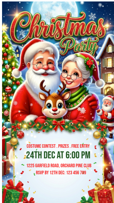 White Joyful Christmas Party Instagram Story Template | PosterMyWall