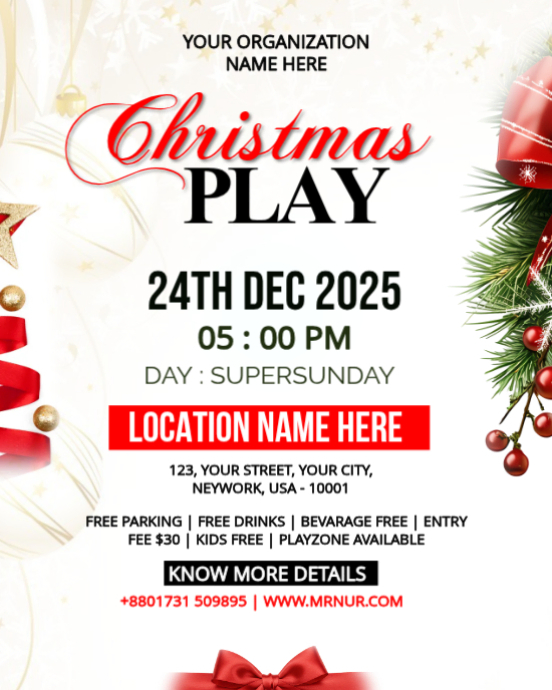 Plantilla de White Joyful Christmas Play Instagram Portrait | PosterMyWall