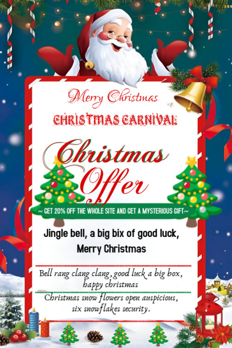 White Joyful Christmas Sales Offer Poster Template | PosterMyWall