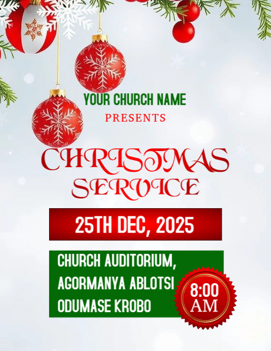 White Joyful Christmas Service Flyer (us Letter) Template | PosterMyWall