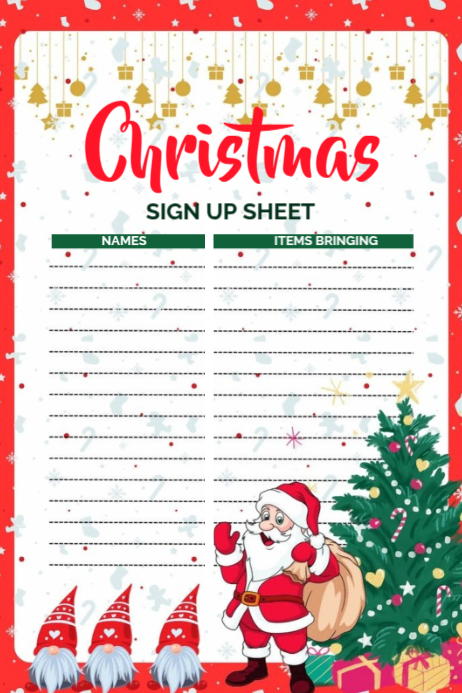 White Joyful Christmas Sign Up Sheet Poster Template | PosterMyWall