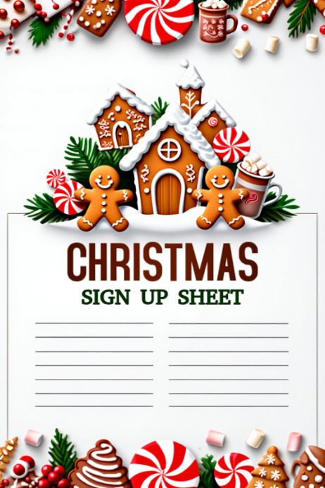 White Joyful Christmas Sign Up Sheet Poster Template | PosterMyWall