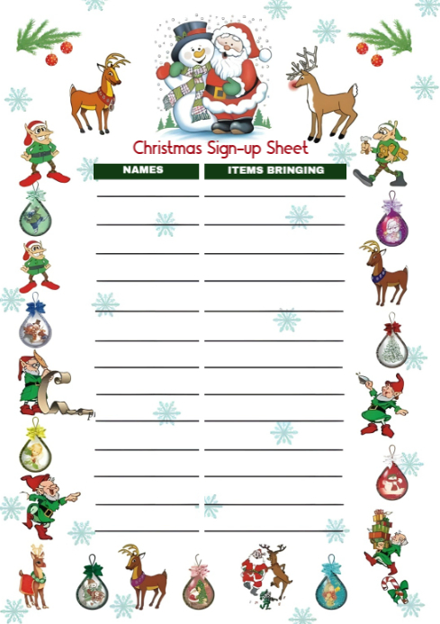 White Joyful Christmas Sign Up Sheet Template A4 | PosterMyWall