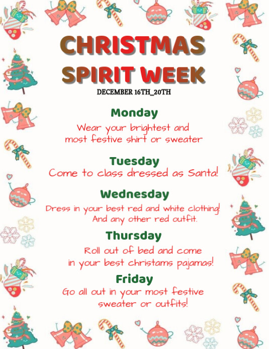 Copy of White Joyful Christmas Spirit Week Flyer (us Letter) | PosterMyWall