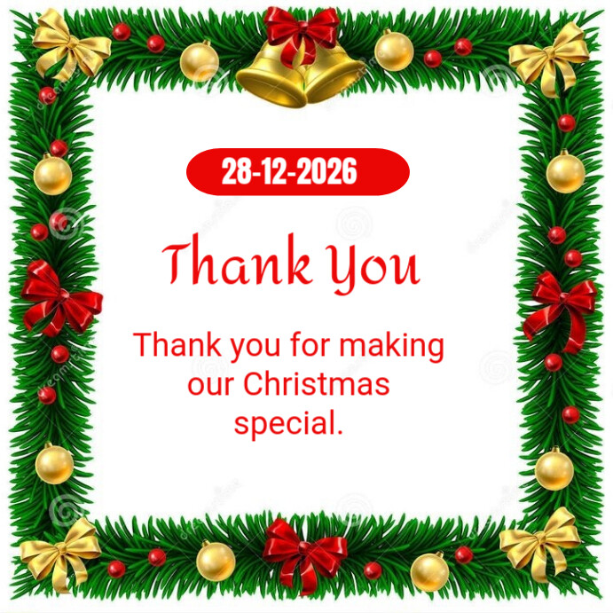 White Joyful Christmas Thanks Instagram Post Template | PosterMyWall