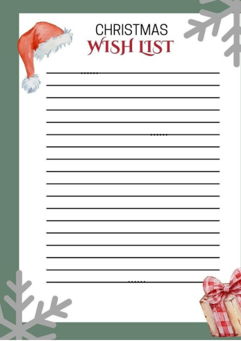 White Joyful Christmas Wish List A4 Template | PosterMyWall