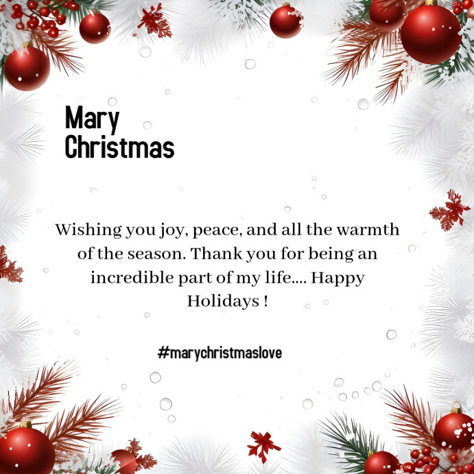 White Joyful Christmas Wishes Greet Instagram Post Template | PosterMyWall
