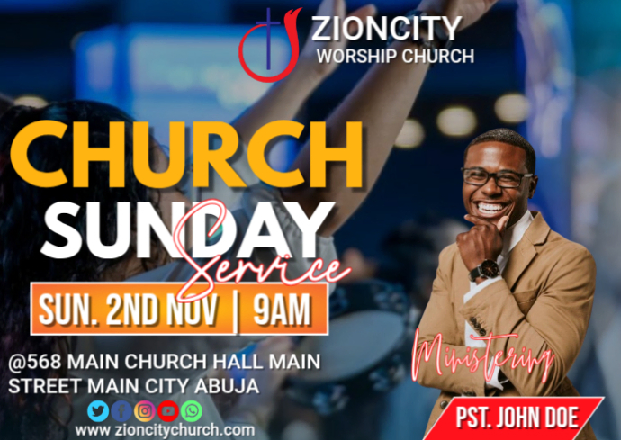 Copy of White Joyful Church Sunday Service Postcard | PosterMyWall