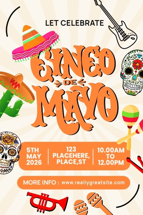 Plantilla de White Joyful Cinco de Mayo Celebration Poster Video ...