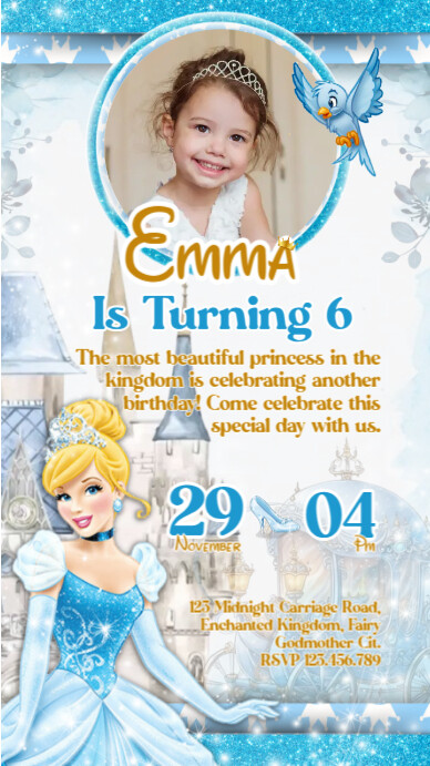 White Joyful Cinderella Instagram Story Template | PosterMyWall