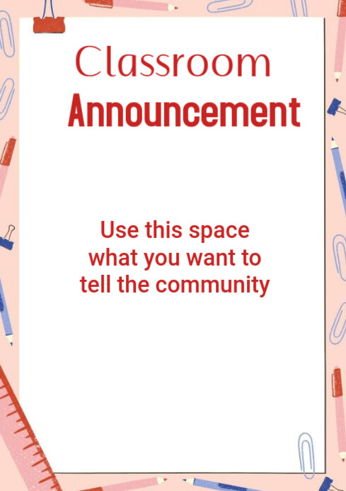 White Joyful Classroom Announcement A2 Template | PosterMyWall