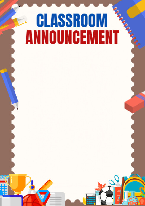 White Joyful Classroom Announcement Template A4 | PosterMyWall