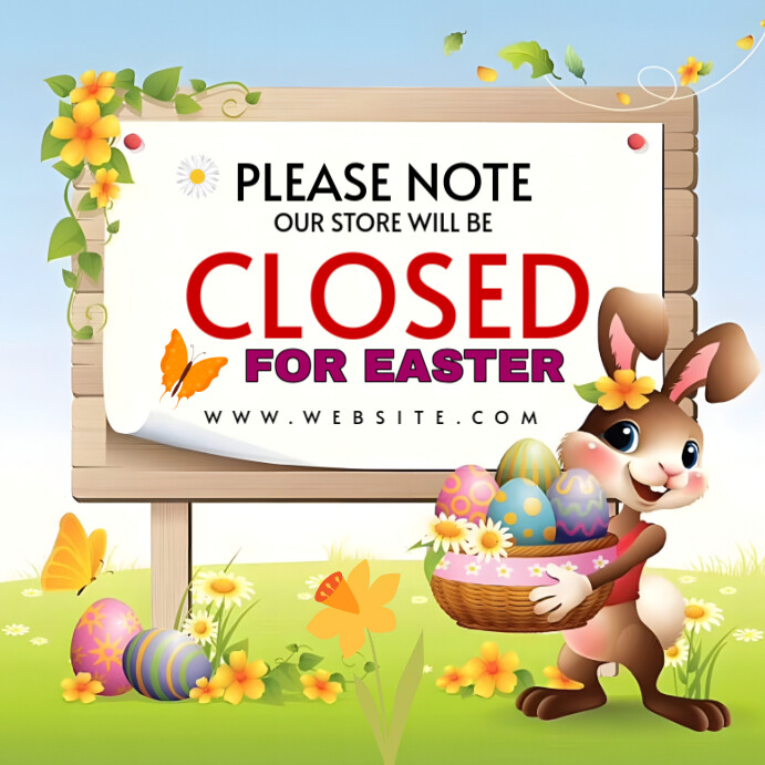 White Joyful Closed For Easter Instagram Post Template | PosterMyWall