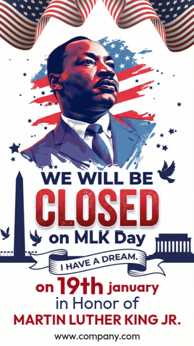 White Joyful Closed For Mlk Day Instagram Story Template | PosterMyWall