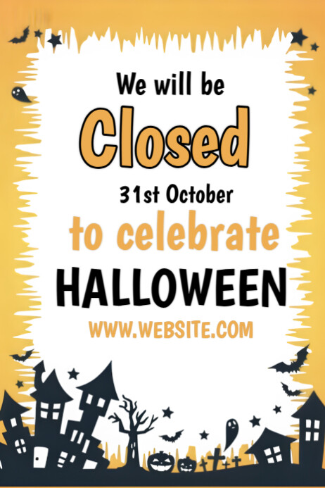 Plantilla de White Joyful Closed Halloween Poster | PosterMyWall