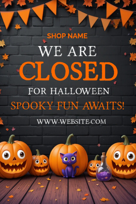 Modèle White Joyful Closed Halloween Poster Poster | PosterMyWall